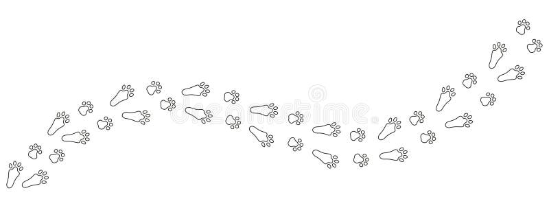 Rabbit or Hare Footprints Forming a Diagonal Trail. Outline. Easter ...