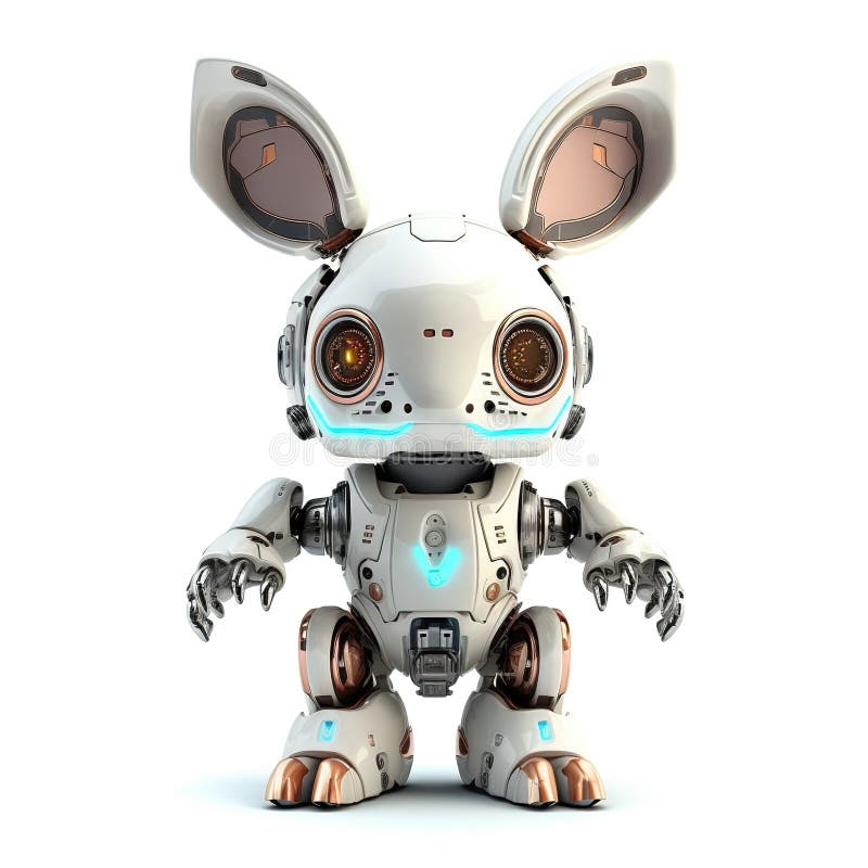 Rabbit or Hare Robot, Robotic Animal Isolated Over White Background ...