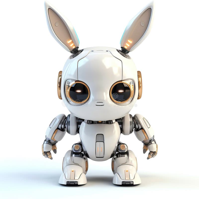 Rabbit or Hare Robot, Robotic Animal Isolated Over White Background ...