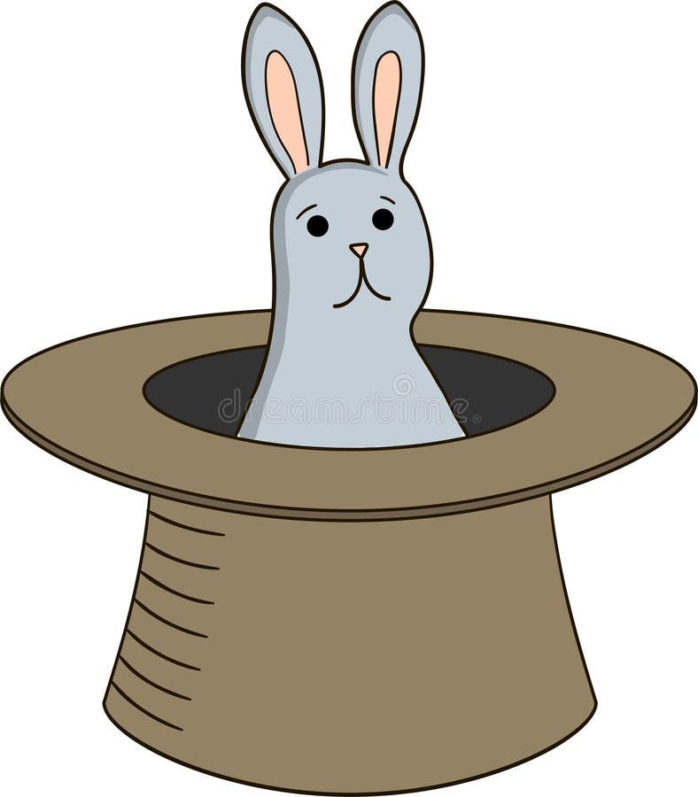 Rabbit in the Hat. Cartoon Style Simple Vector Illustration. Cute Gray ...