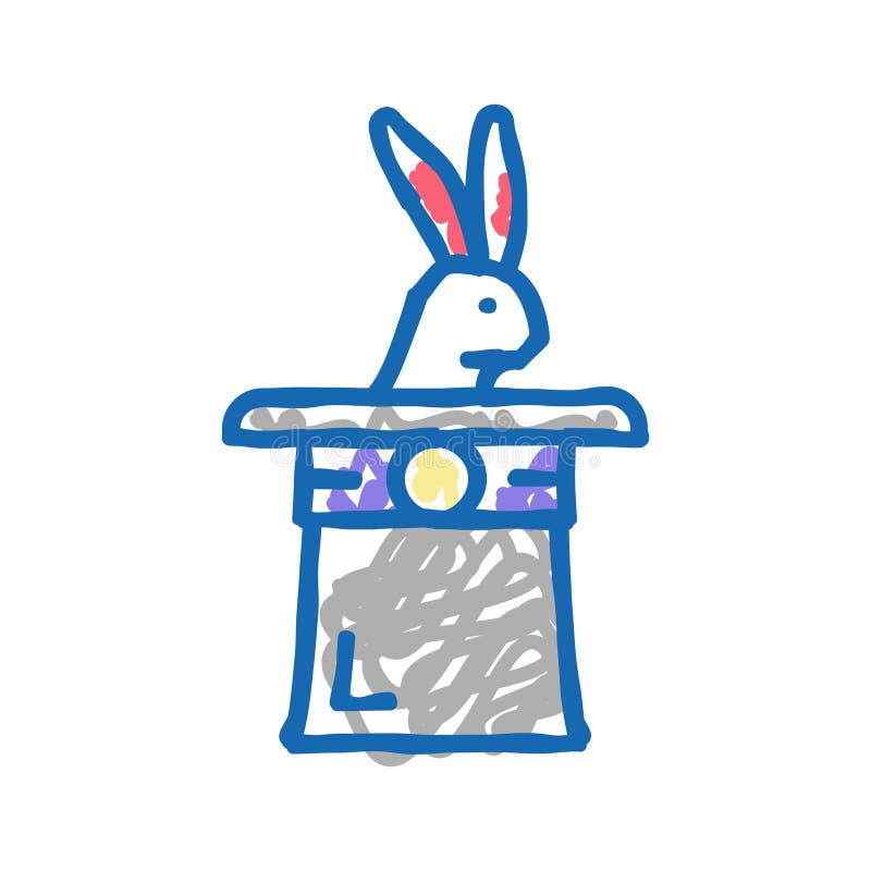 Rabbit in Hat Icon Doodle Illustration Stock Vector - Illustration of ...