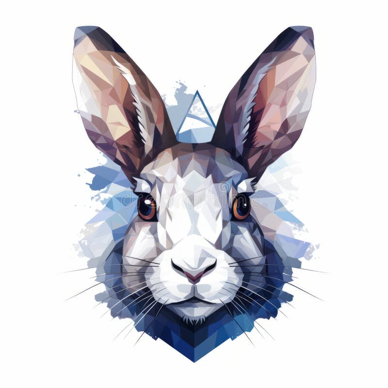 Abstract Rabbit Head Illustration with Realistic Color Schemes Stock ...