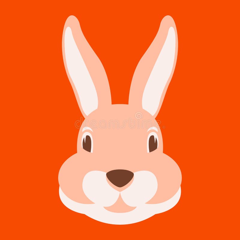 Rabbit Head Cartoon Vector Illustration Flat Style Front Stock Vector ...