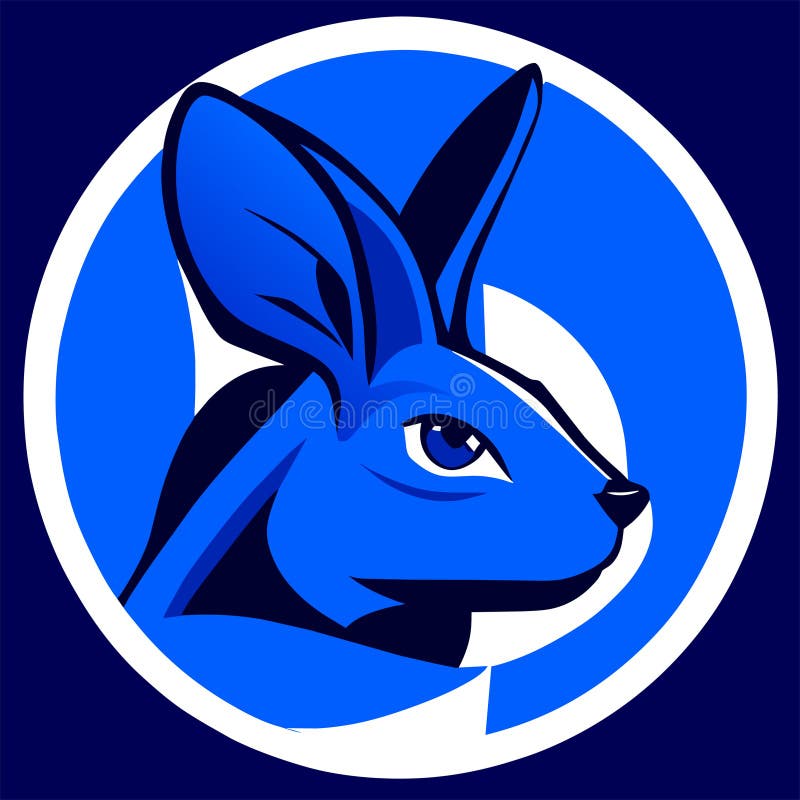 Rabbit Head in the Circle. Vector Illustration on Blue Background Stock ...