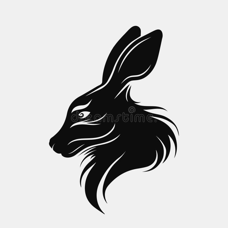 Rabbit Head Logo. Black Silhouette Stock Vector - Illustration of ...