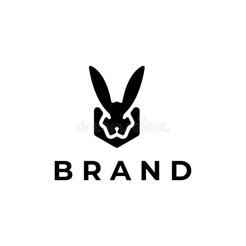 Rabbit Head Logo Template Combined with a Hexagon Shape Stock Vector ...