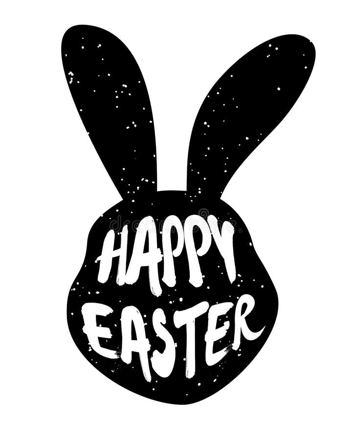 Rabbit Head Silhouette with Inscription Happy Easter. Stock Vector ...