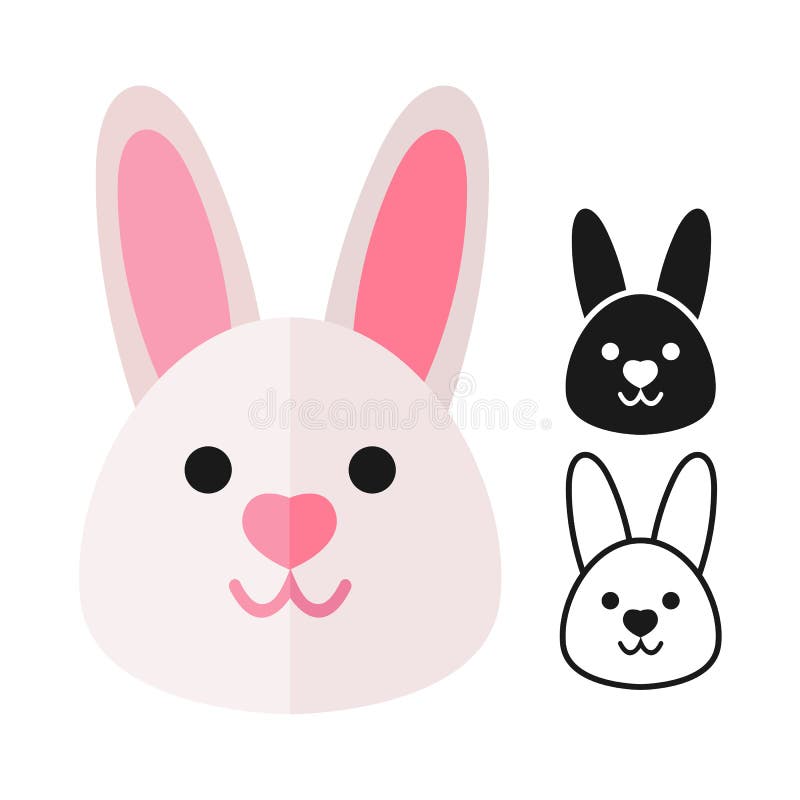 Rabbit Head Simple Icons. Set of Colored and Monochrome Icons. Animals ...