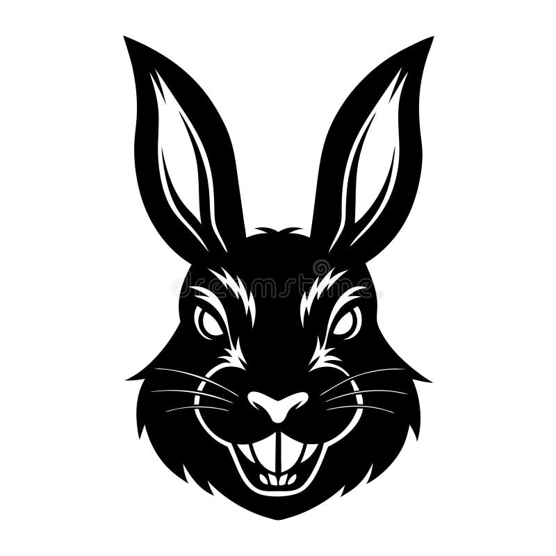 Rabbit Head Vector Silhouette Art Illustration Stock Vector ...
