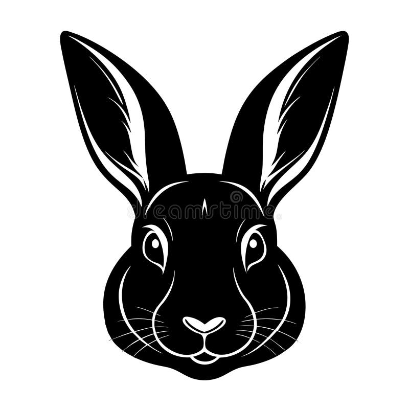 Rabbit Head Vector Silhouette Art Illustration Stock Illustration ...