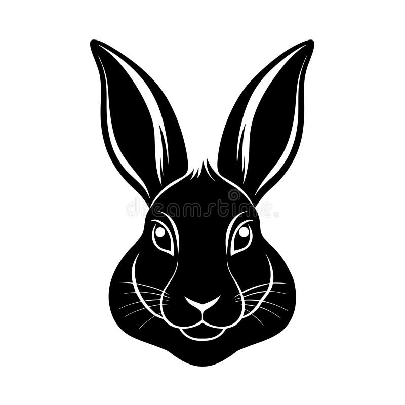 Rabbit Head Vector Silhouette Art Illustration Stock Vector ...