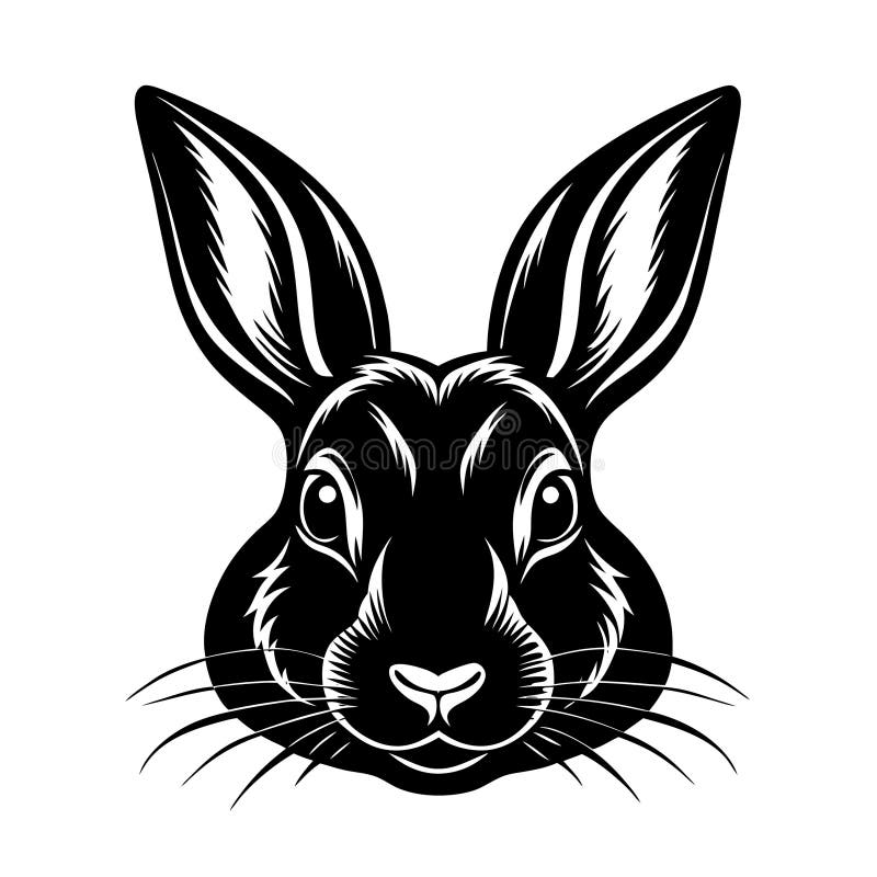 Rabbit Head Vector Silhouette Art Illustration Stock Vector ...