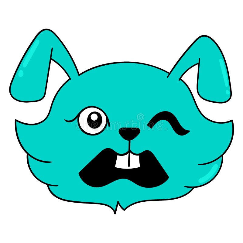 Rabbit Head Wink Seductive, Doodle Icon Drawing Stock Vector ...