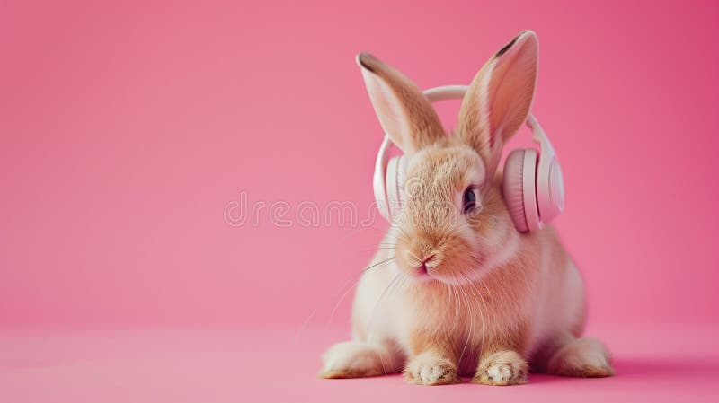 Rabbit in Headphones Close-up Stock Image - Image of player, cartoon ...