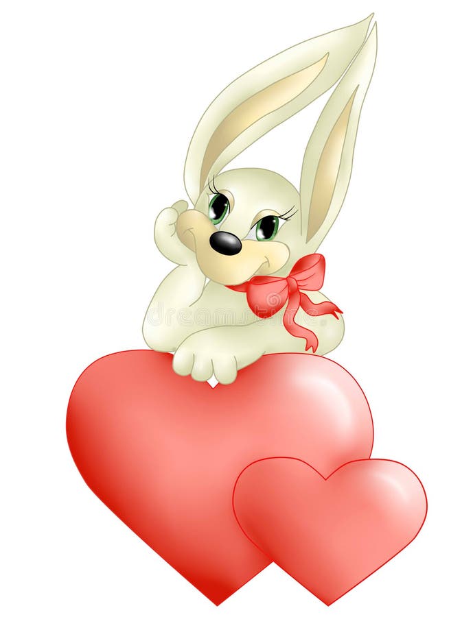 Rabbit with heart(color) stock illustration. Illustration of greeting ...