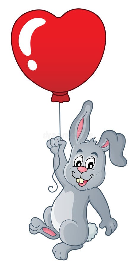 Rabbit with Heart Shaped Balloon Theme 1 Stock Vector - Illustration of ...