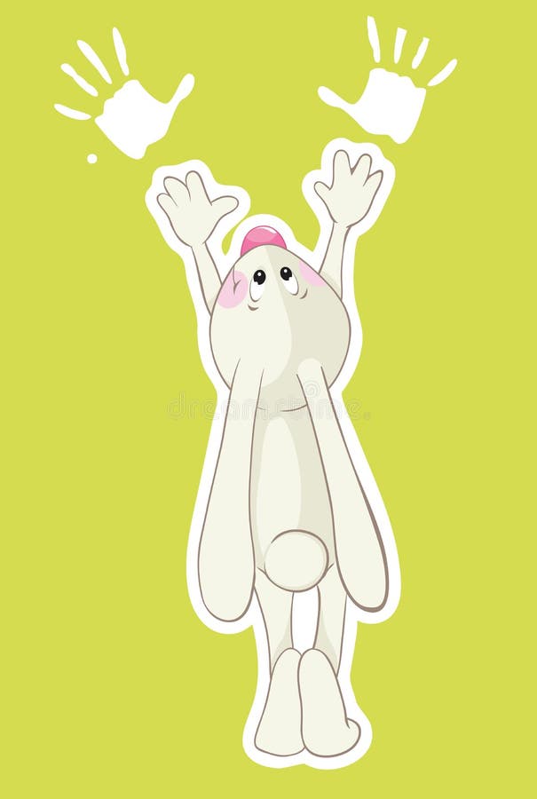 Rabbit and his handprints stock vector. Illustration of handprint ...