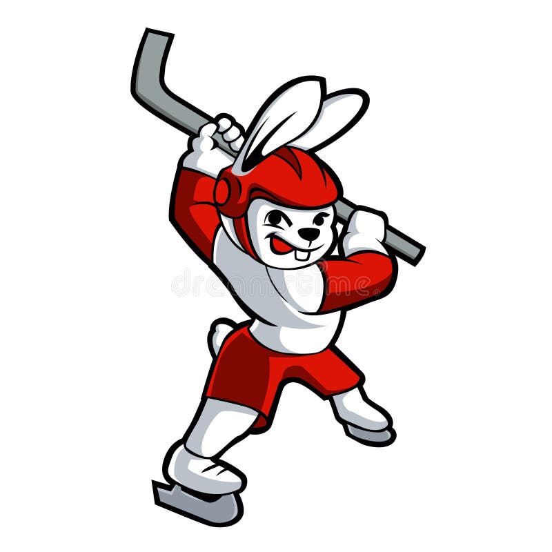Rabbit hockey cartoon. stock vector. Illustration of winter - 72401680