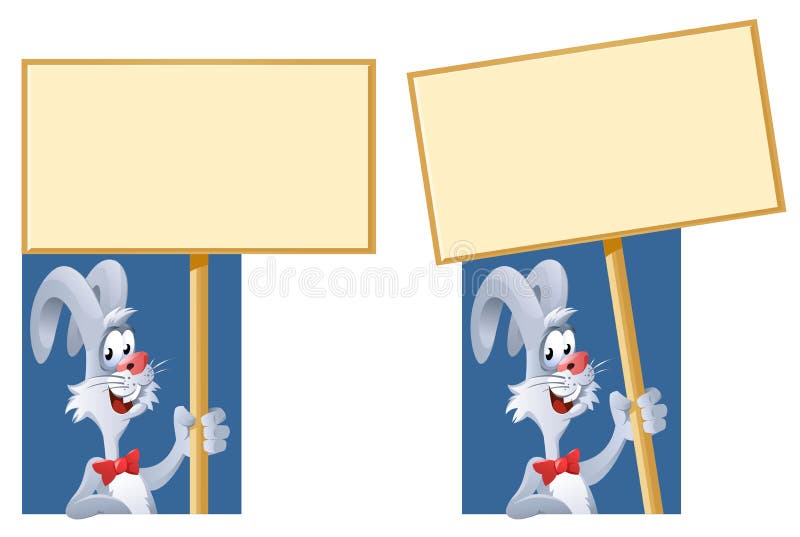Rabbit Holding Blank Banner Stock Vector - Illustration of cheerful ...