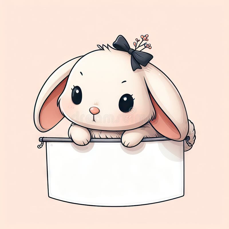 Rabbit Holding a Blank Banner Design for Your Mock Up Text. Stock ...