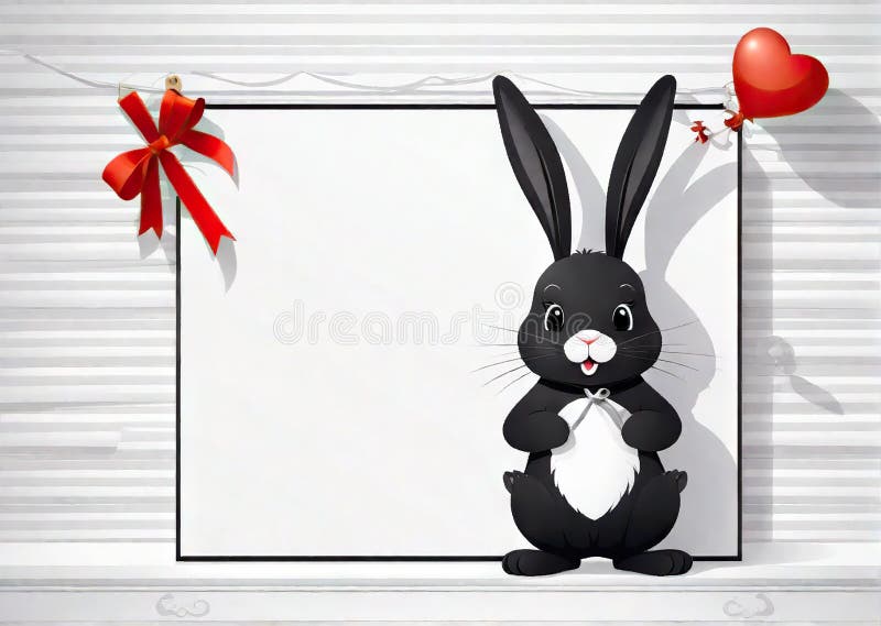 Rabbit Holding a Blank Banner Design for Your Mock Up Text. Stock ...