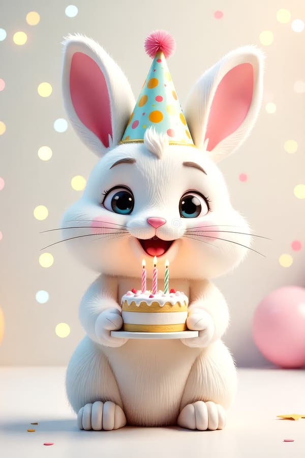 Rabbit Holding Cake Birthday Hat Stock Photos - Free & Royalty-Free ...
