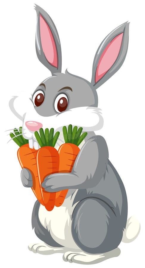 A rabbit holding carrot stock vector. Illustration of teeth - 126756937