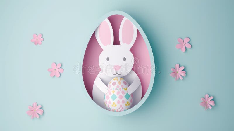 Rabbit Holding Egg and Flower in Creative Arts Display at Easter Event ...