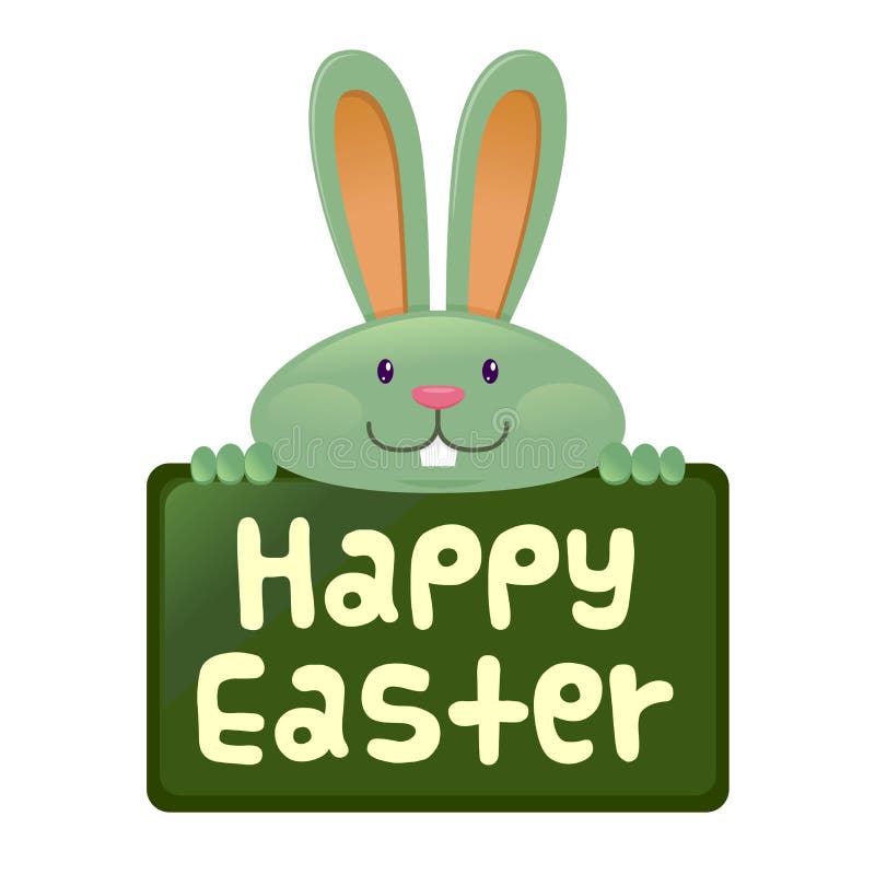 Rabbit Holding Happy Easter Sign Board Stock Vector - Illustration of ...