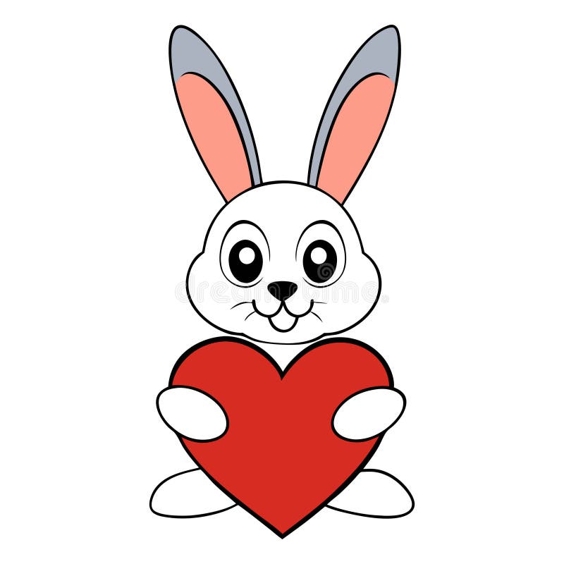 Rabbit Holding a Heart Vector Art Illustration Stock Vector ...