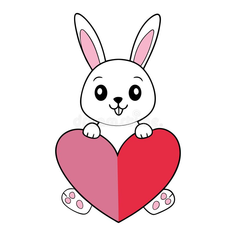 Rabbit Holding a Heart Vector Art Illustration Stock Vector ...