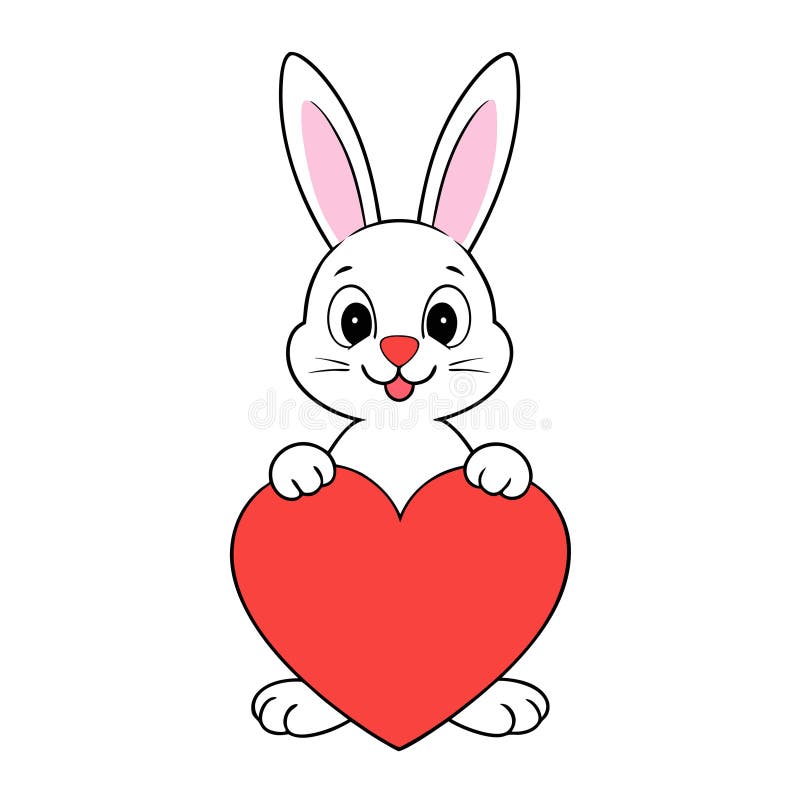 Rabbit Holding a Heart Vector Art Illustration Stock Vector ...