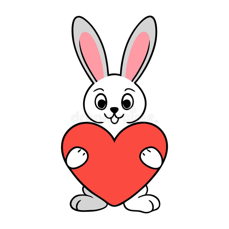 Rabbit Holding a Heart Vector Art Illustration Stock Vector ...