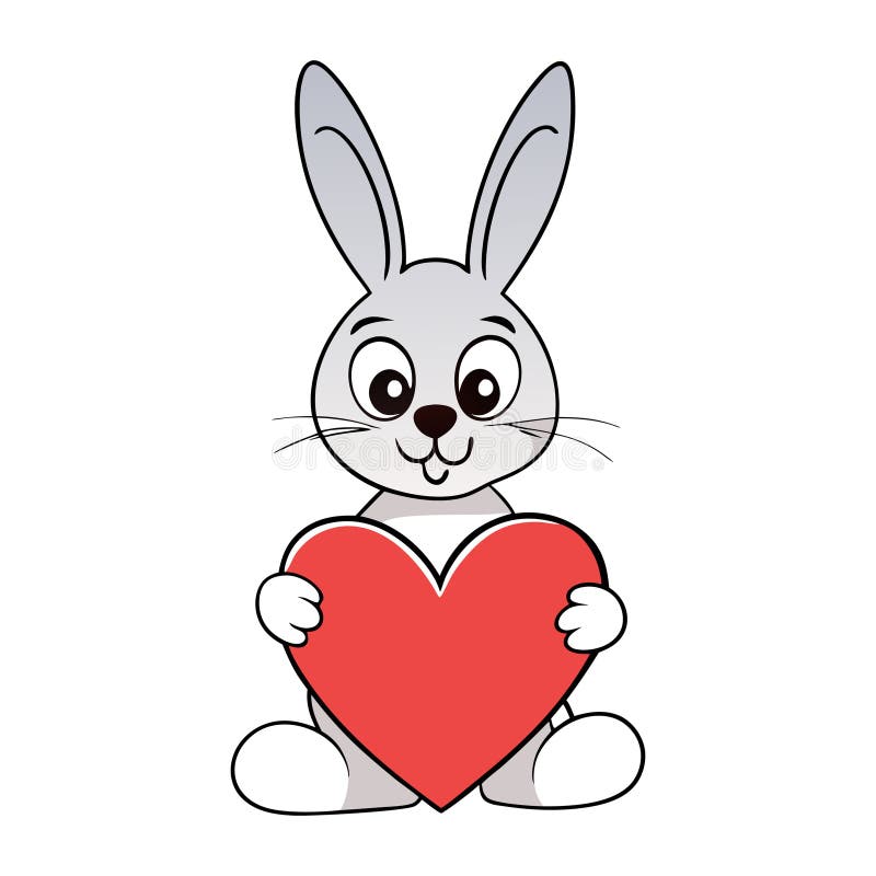 Rabbit Holding a Heart Vector Art Illustration Stock Vector ...