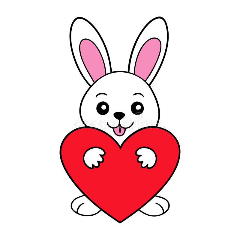 Rabbit Holding a Heart Vector Art Illustration Stock Vector ...
