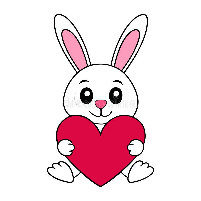 Rabbit Holding a Heart Vector Art Illustration Stock Vector ...
