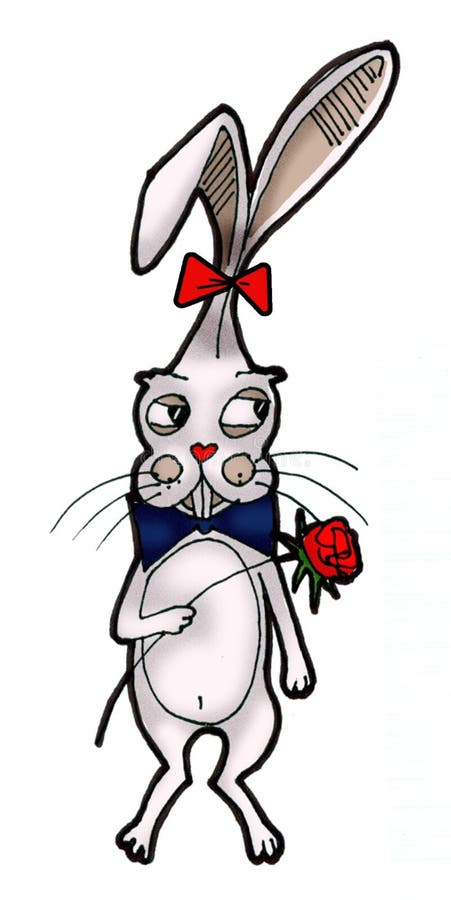 Rabbit with rose wreath stock illustration. Illustration of baby ...