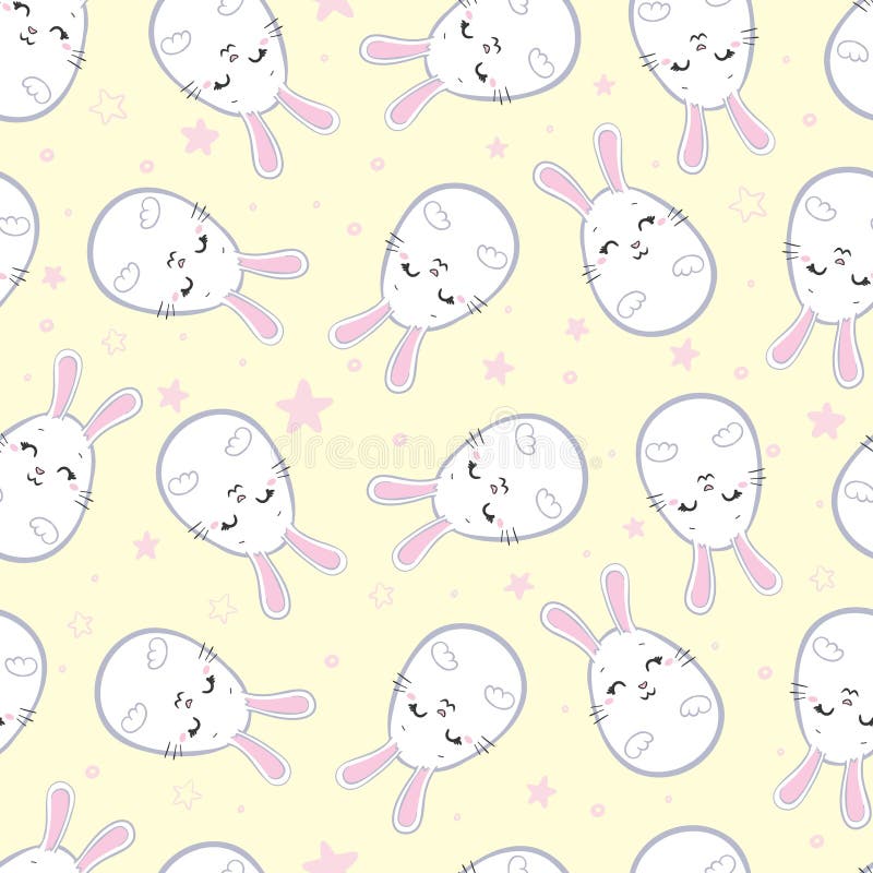 Cute Bunny Rabbit Seamless Pattern Vector Background Stock Vector ...