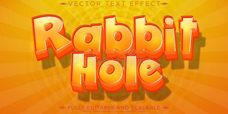 Rabbit Hole Text Effect, Editable Cartoon and Kids Text Style Stock ...