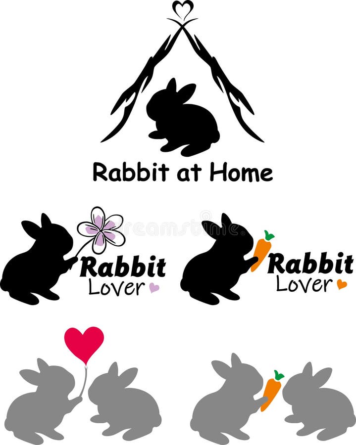 Rabbit at Home. Set of Designs for Stickers Stock Vector - Illustration ...