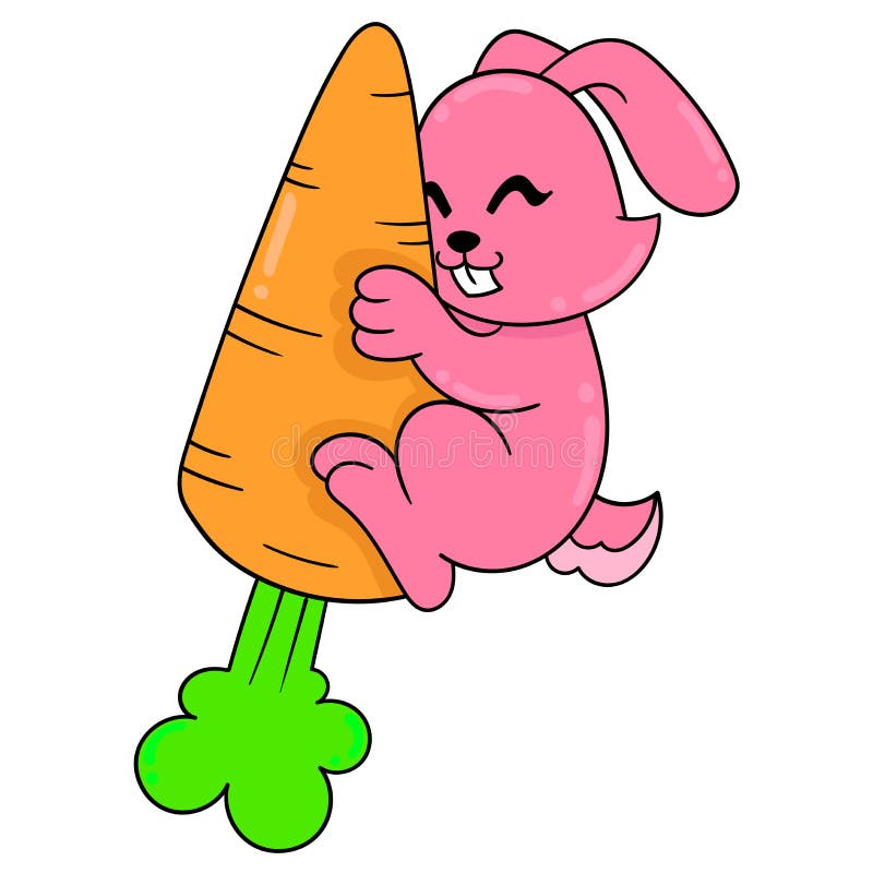 Rabbit Hugging a Giant Carrot, Doodle Icon Image Kawaii Stock Vector ...