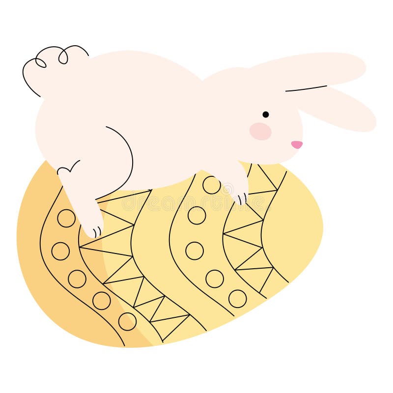 Rabbit Hugging Yellow Egg Painted Stock Vector - Illustration of design ...