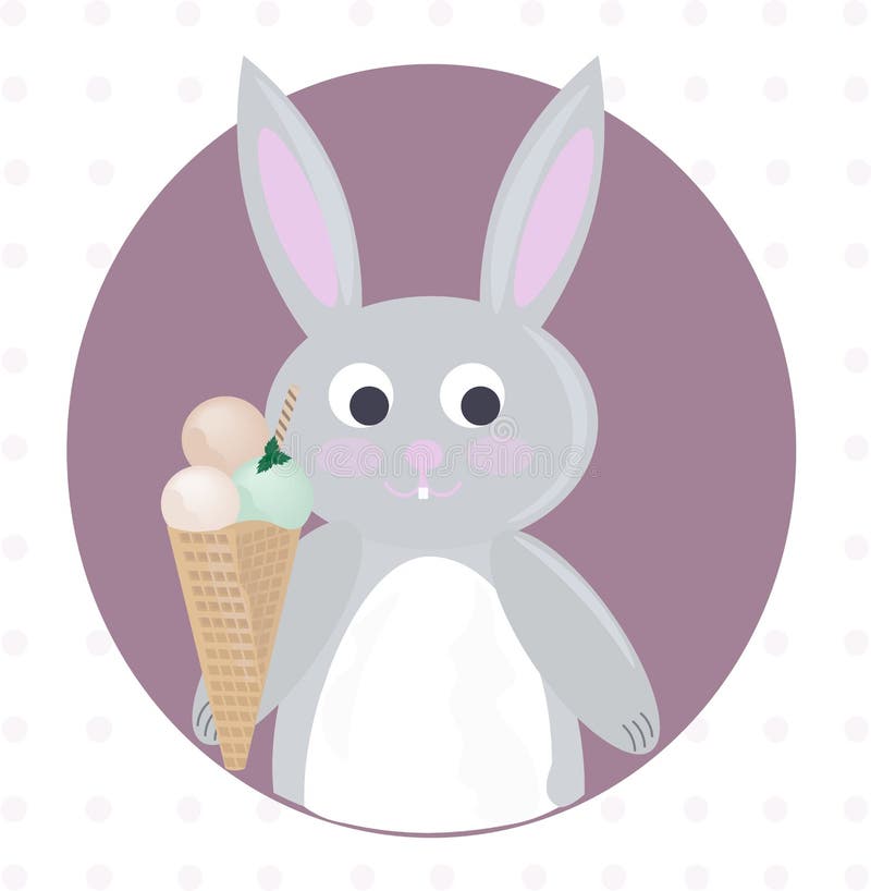 Rabbit and Ice Cream Cartoon Template Vector Stock Vector ...
