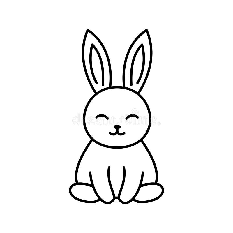 Rabbit Icon. Cute Cartoon Bunny Sitting Stock Vector - Illustration of ...