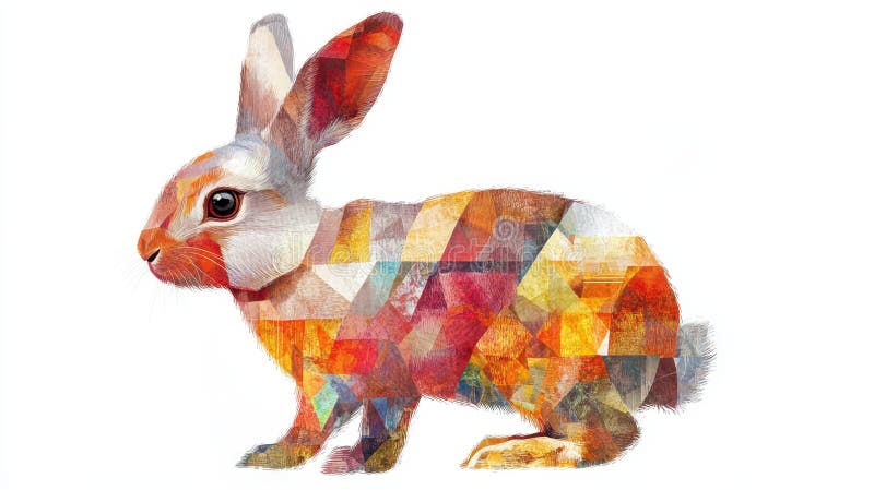 Colorful Geometric Rabbit Displayed in a Creative Art Style Showcasing ...