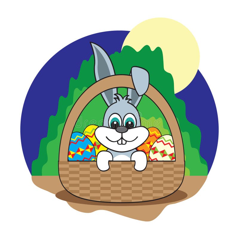 Rabbit Inside the Basket. Vector Illustration Decorative Design Stock ...