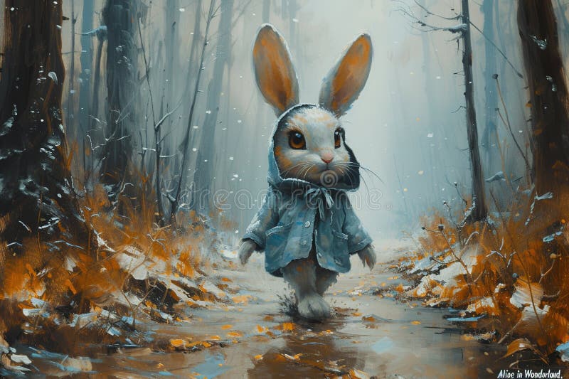 Rabbit in a Jacket Walking on a Forest Path.AI Generated Stock ...