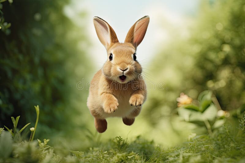 A Rabbit is Jumping Up into the Air Stock Photo - Image of spring ...