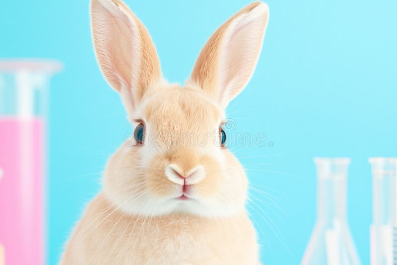 A Rabbit in a Laboratory Surrounded by Scientific Equipment Under ...