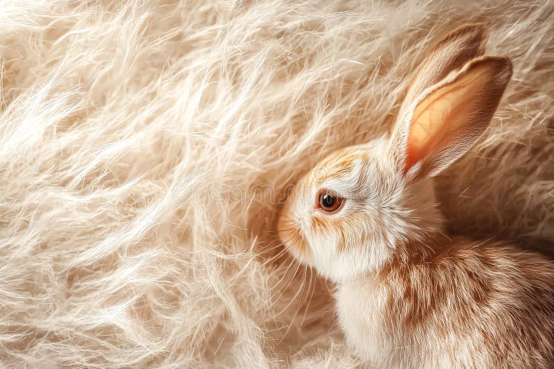 Rabbit is Laying on a Fluffy White Surface Stock Photo - Image of farm ...